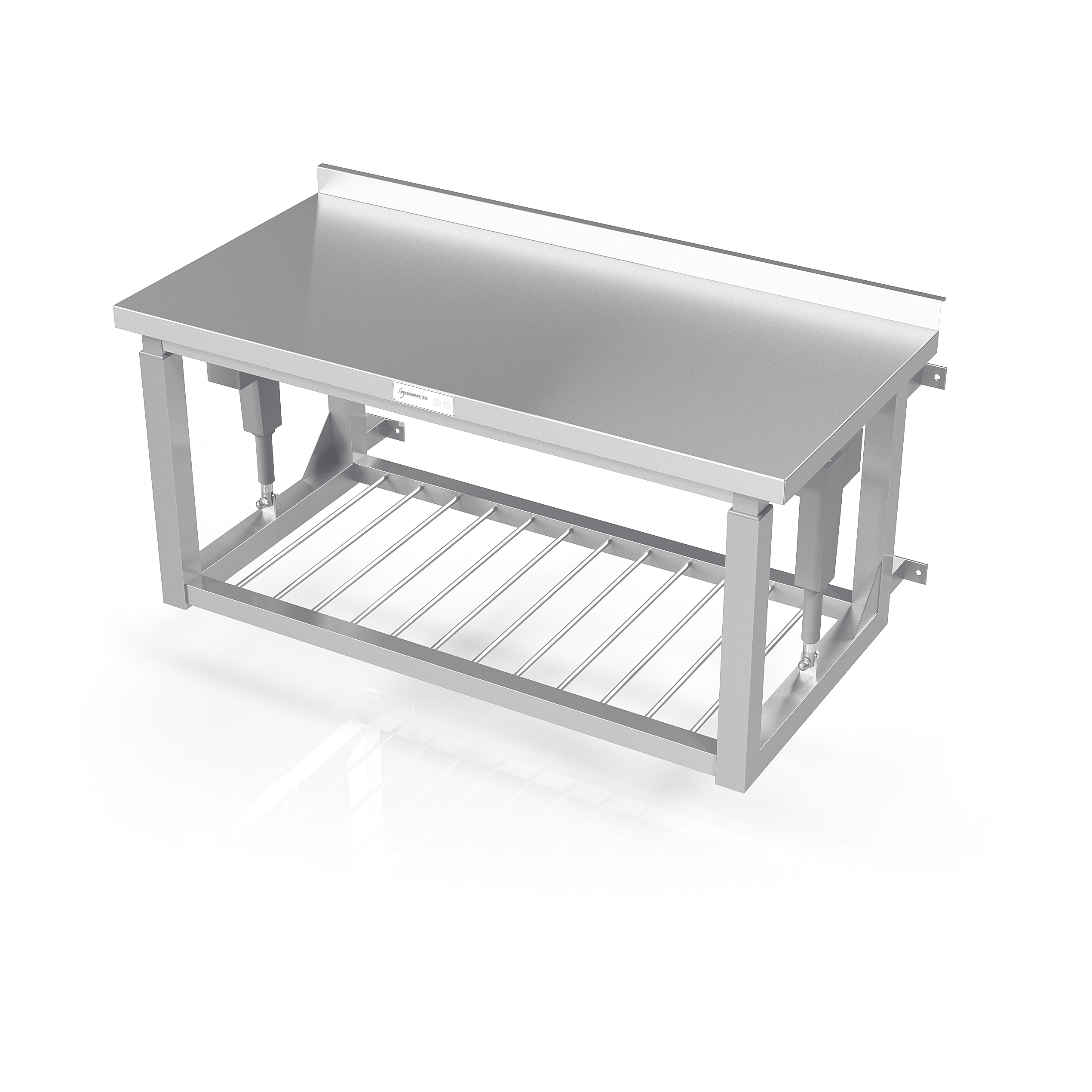 Wall Mounted Electric Height Adjustable Table With Grid Shelf