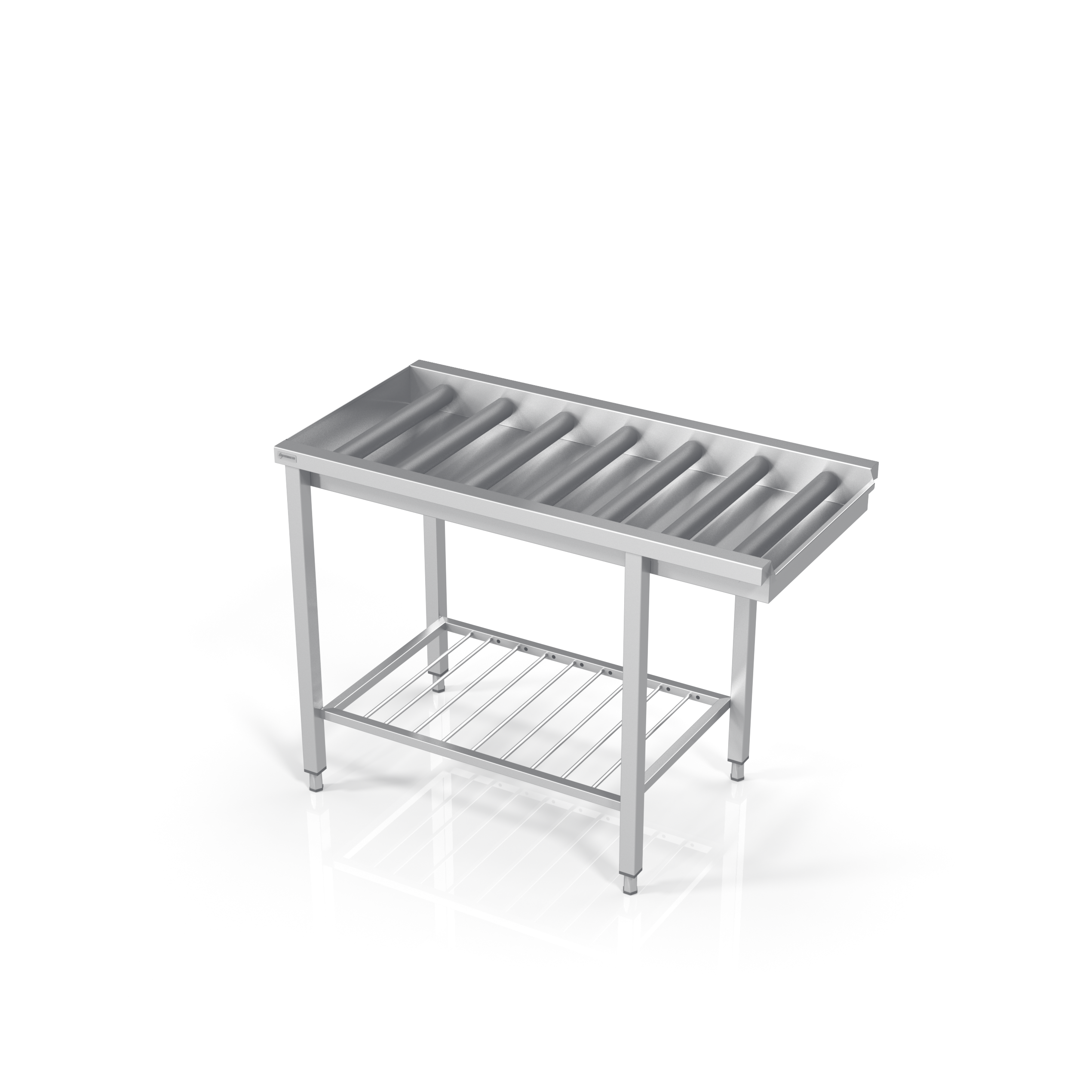 Table to Dishwasher With Long Rolls and Grid Shelf